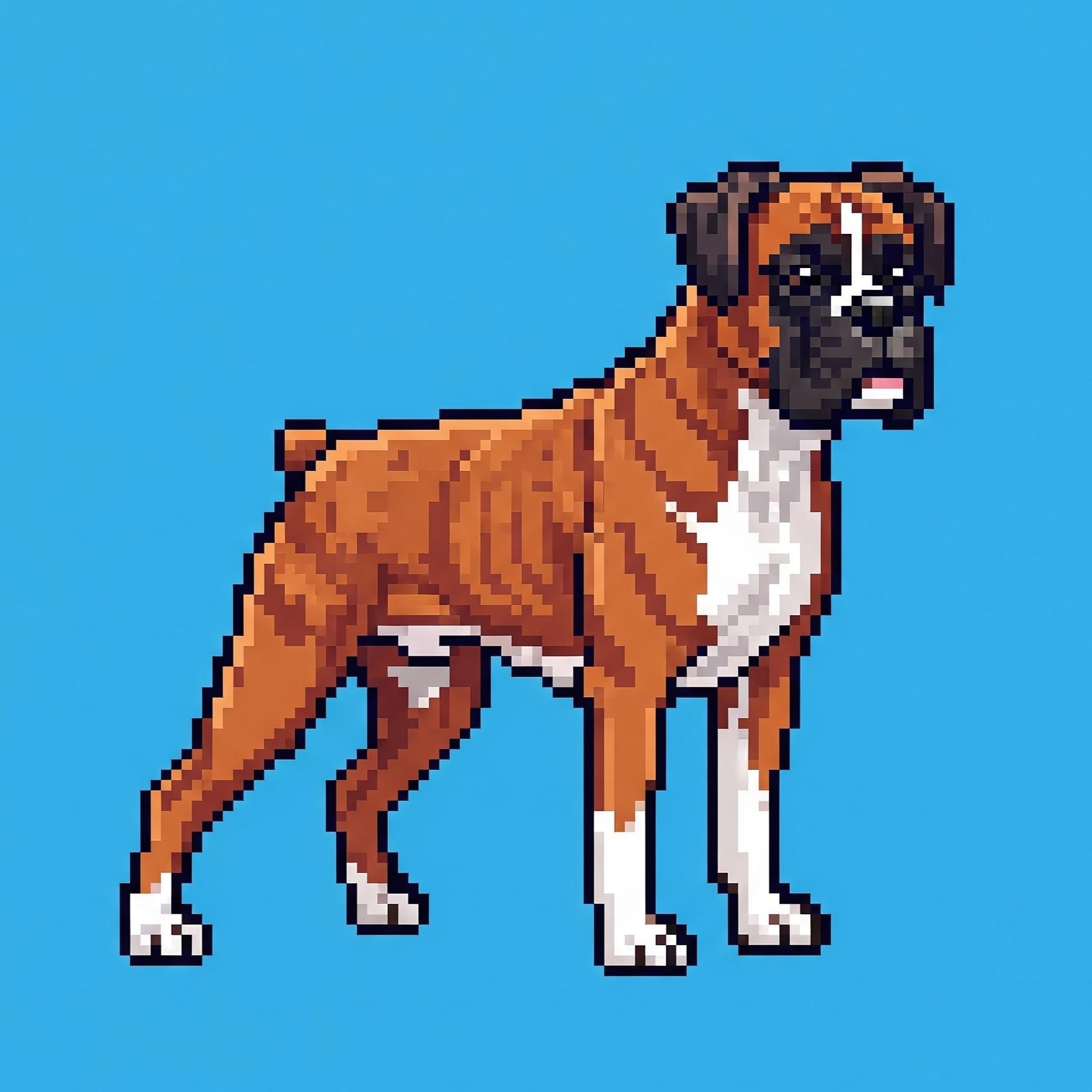 Boxer Dog 8-bit Cross Stitch Pattern - Design Size: 200 X 200 Stitches ...