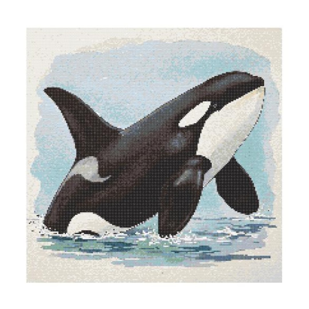 Orca Watercolor Cross Stitch Pattern - Design Size: 200 X 200 Stitches ...