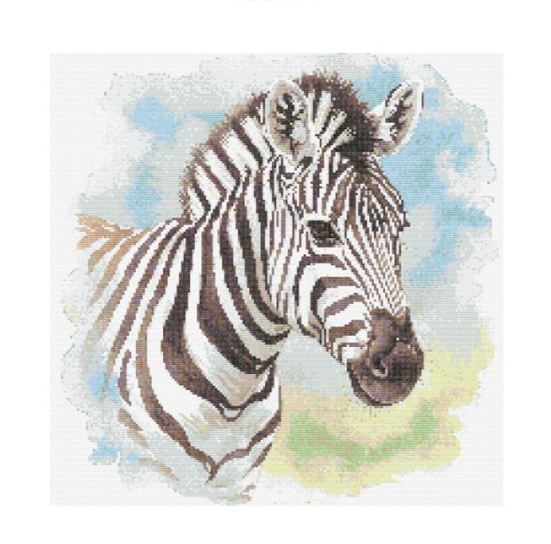 Zebra Watercolor Cross Stitch Pattern - Design Size: 200 X 200 Stitches ...