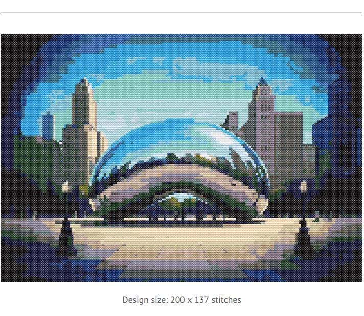 Chicago Bean Cross Stitch Pattern - 200 X 137 Stitches - Etsy