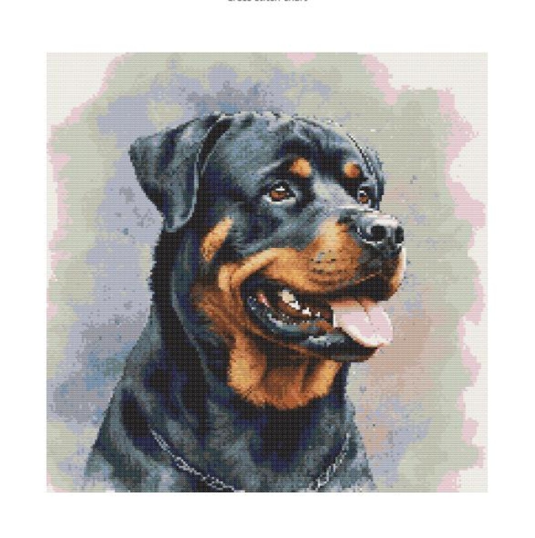 Rottweiler Side Profile Watercolor Cross Stitch Pattern - Design Size ...
