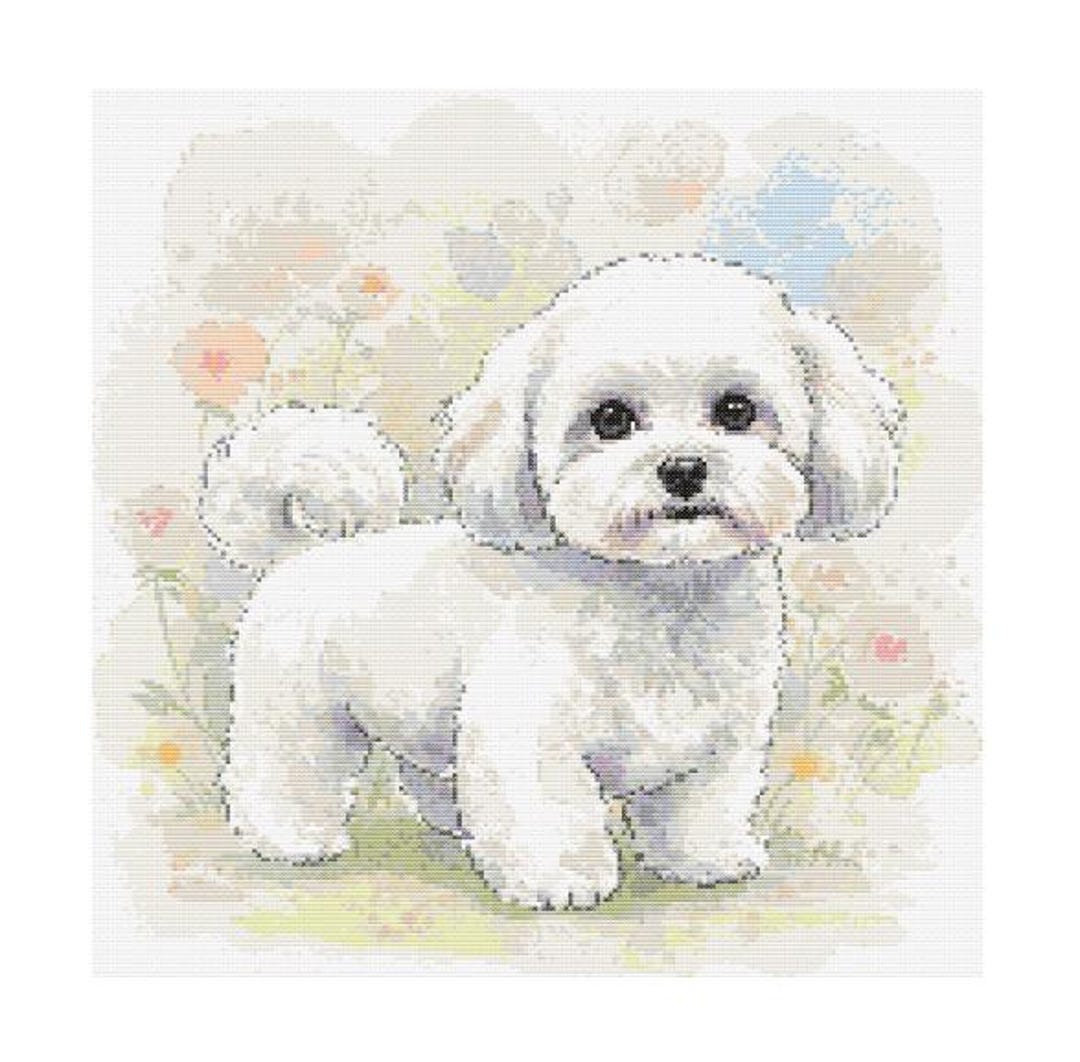 Bichon Frise Watercolor Cross Stitch Pattern - Design Size: 200 X 200 ...