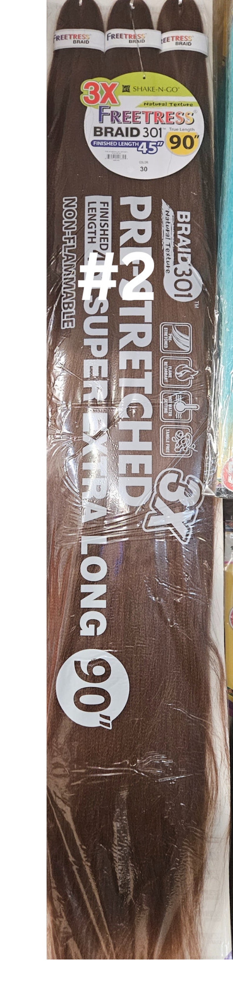 3X Freetress Braid 301 Natural Texture Prestretched Braiding Hair 90 ...