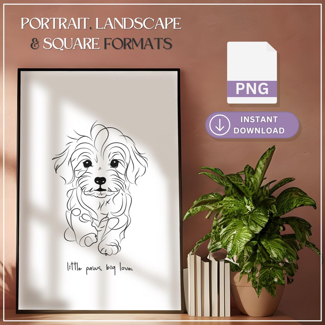 Minimalist Dog Line Art Print - Cockapoo / Cockerpoo / Cavapoo ...
