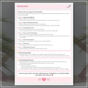 Boyfriend Report Card - Canva Template - Customisable Relationship ...