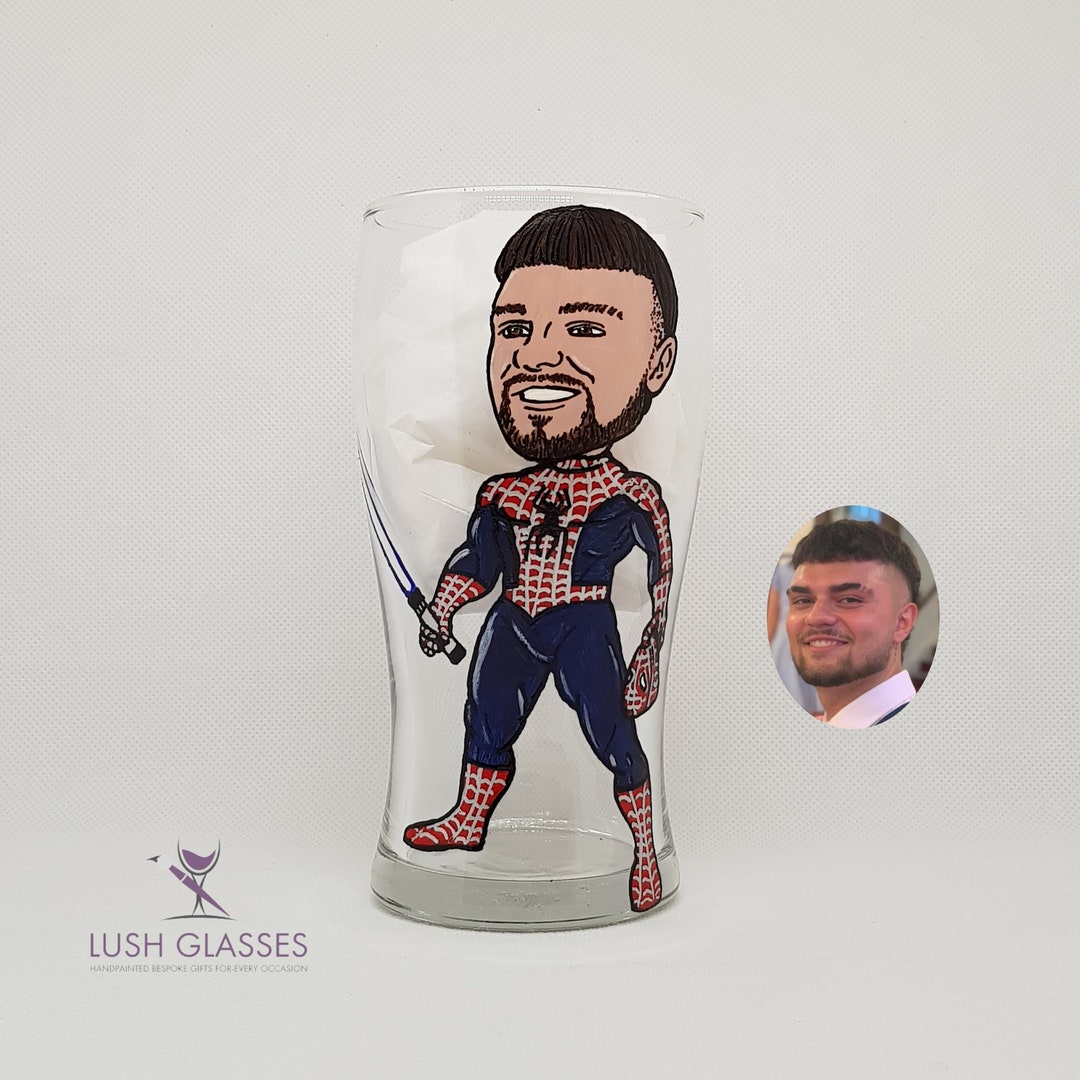 Personalised Caricature Pint/ Beer Glass Hand Painted From Your ...