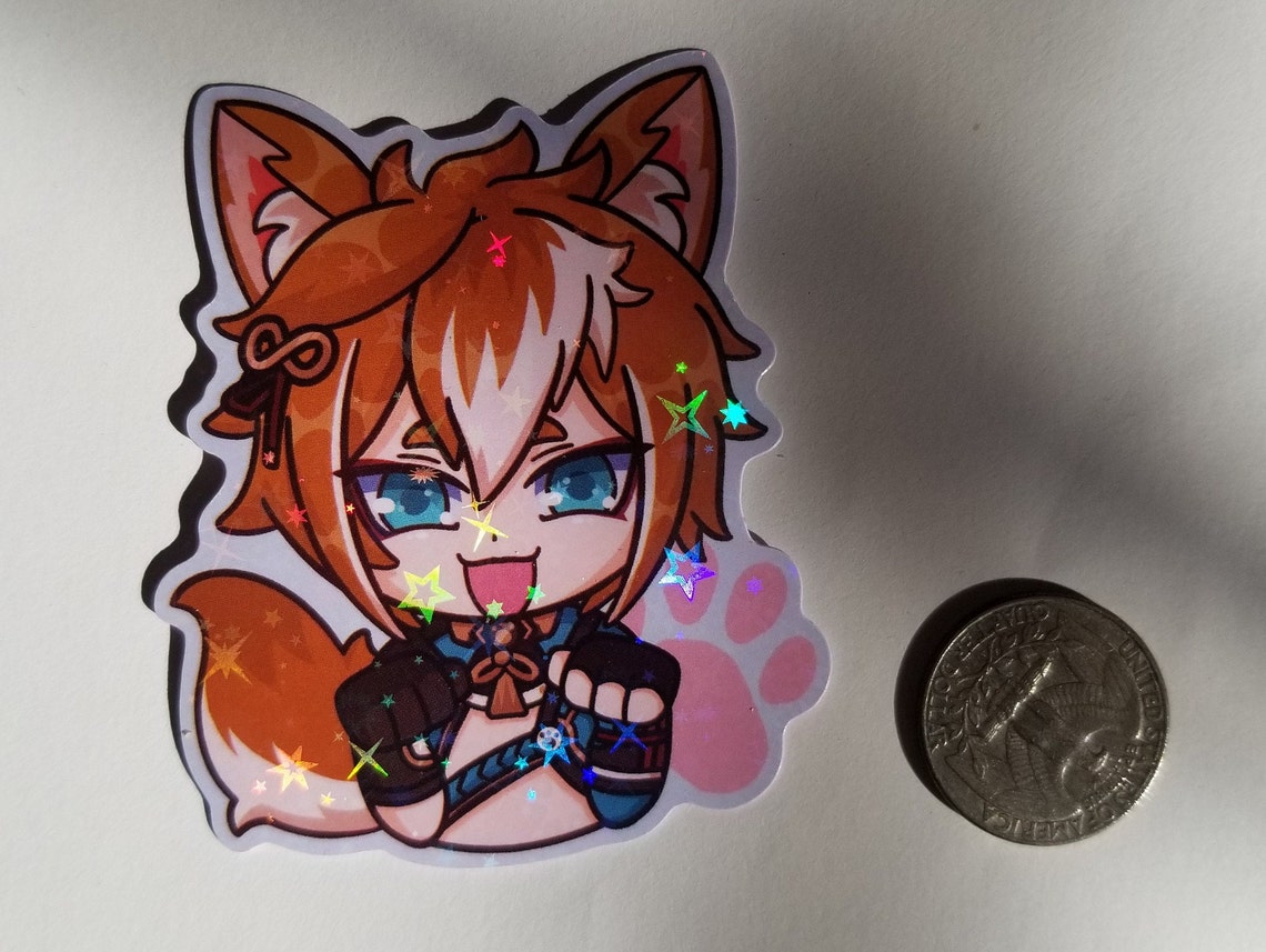 Genshin Impact Chibi Gorou Rainbow Holo Sticker - Etsy