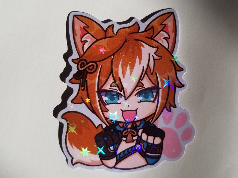 Genshin Impact Chibi Gorou Rainbow Holo Sticker - Etsy