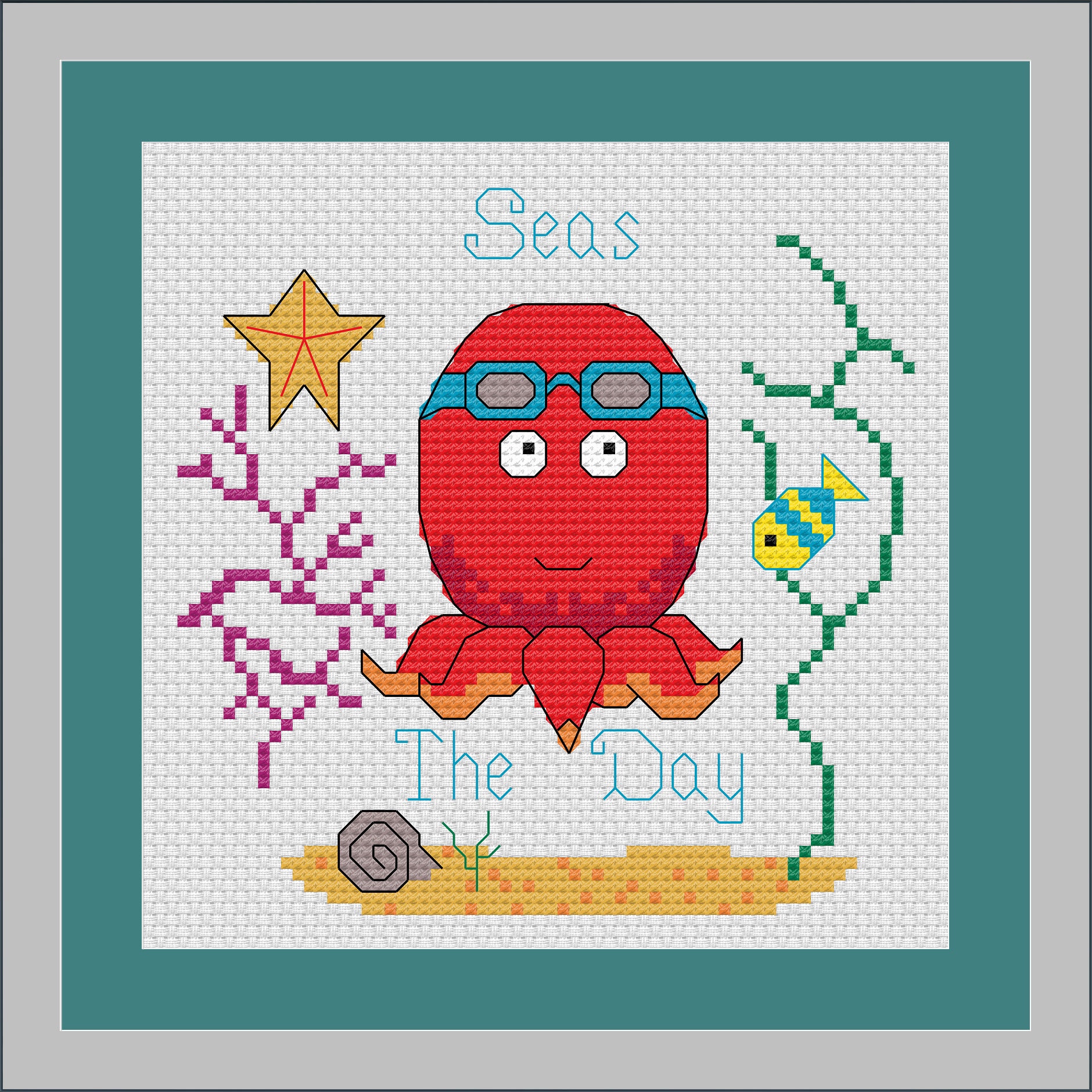 Octopus Cross Stitch PDF Pattern, Instant Downloadable Chart, Seas the ...