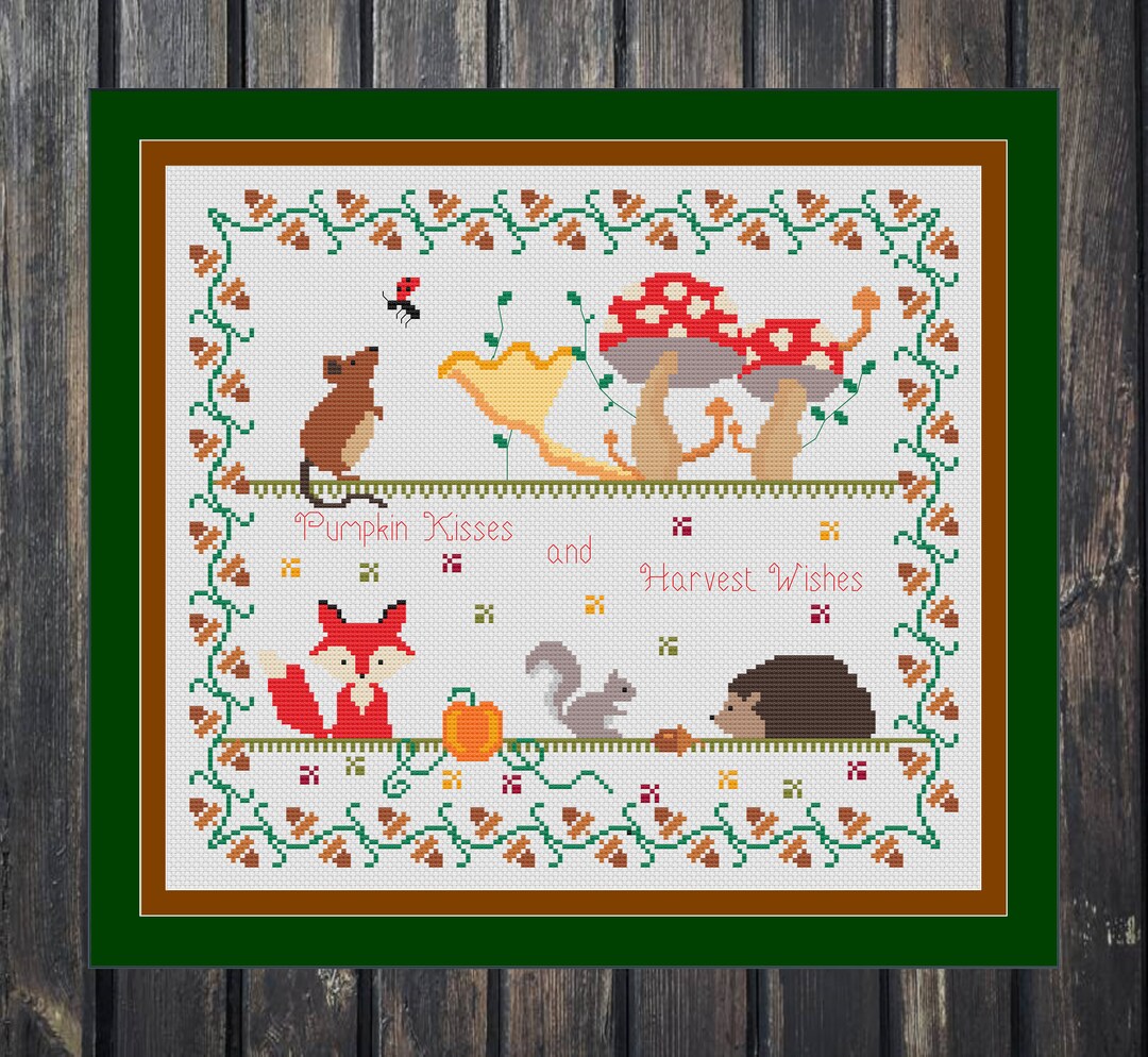 Cross Stitch Pattern PDF, Woodland Cross Stitch Chart, Autumn Sampler ...