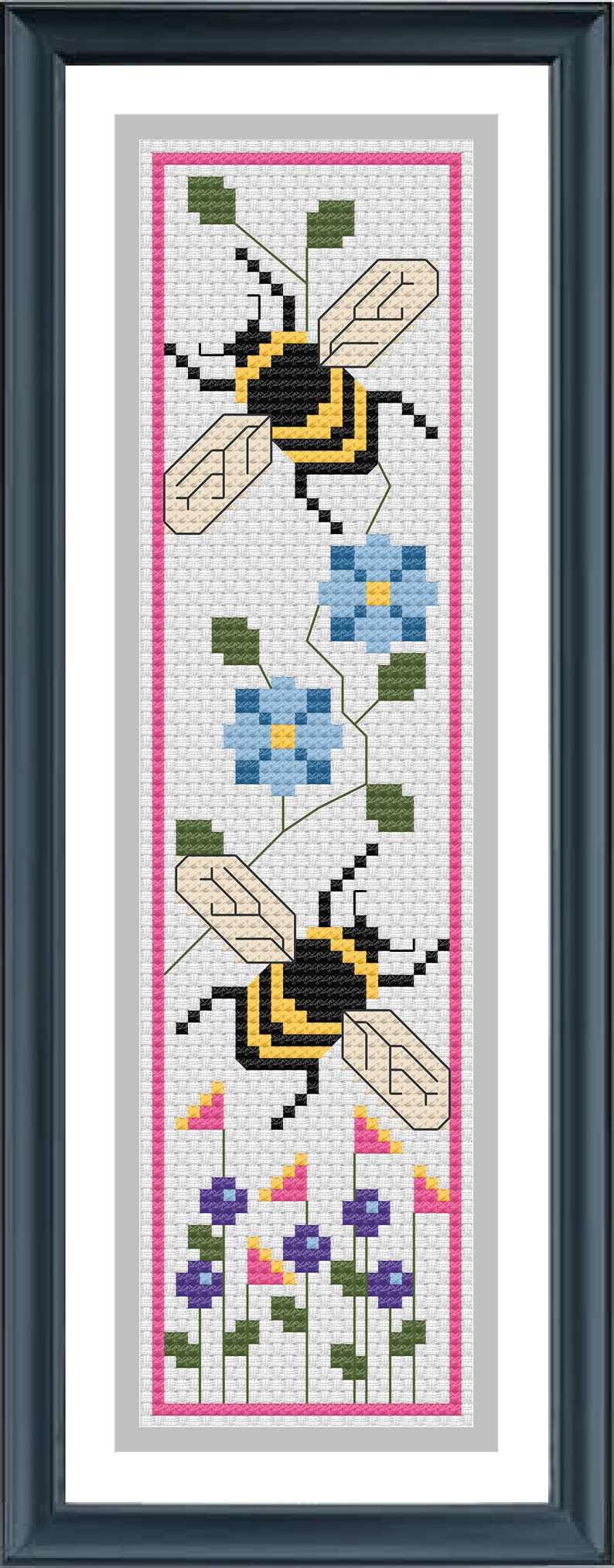 Busy Bees Bookmark Cross Stitch PDF, Downloadable Cross Stitch Pattern ...
