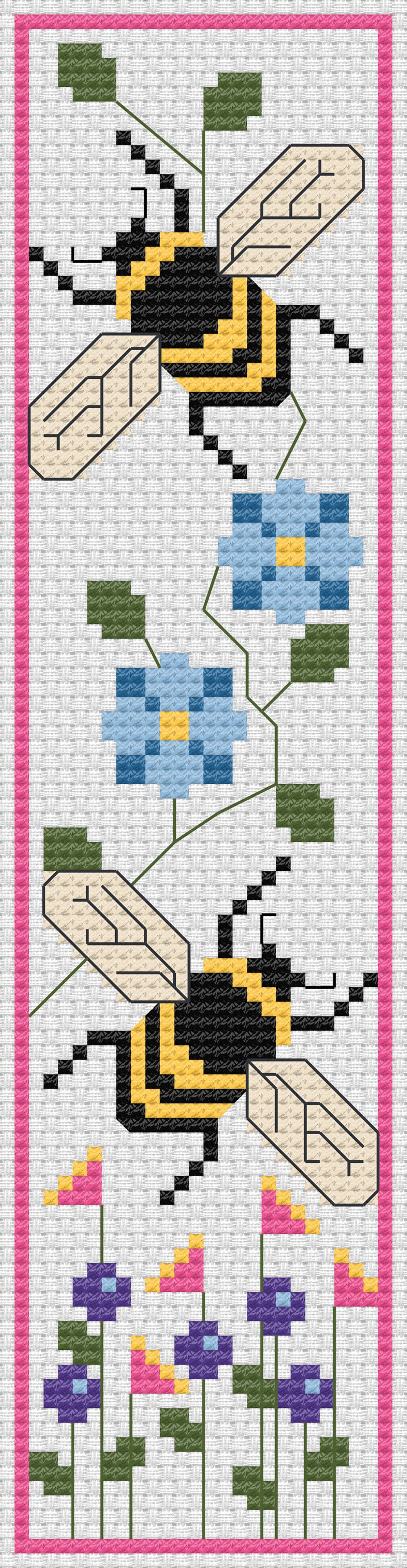 Busy Bees Bookmark Cross Stitch PDF, Downloadable Cross Stitch Pattern ...