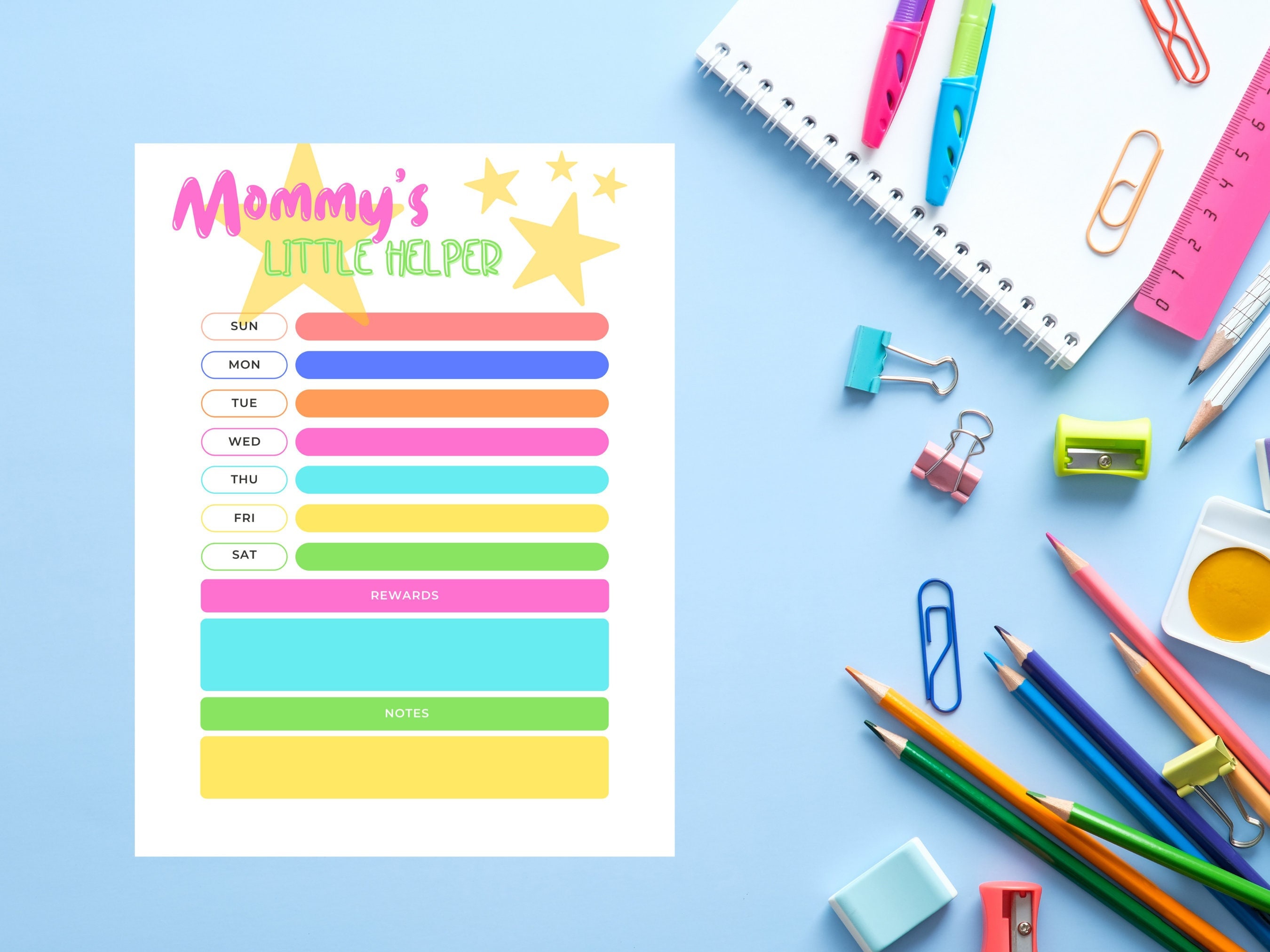 Kids Chore Chart Printable, Kids Blank To-do List, Colorful Reward ...