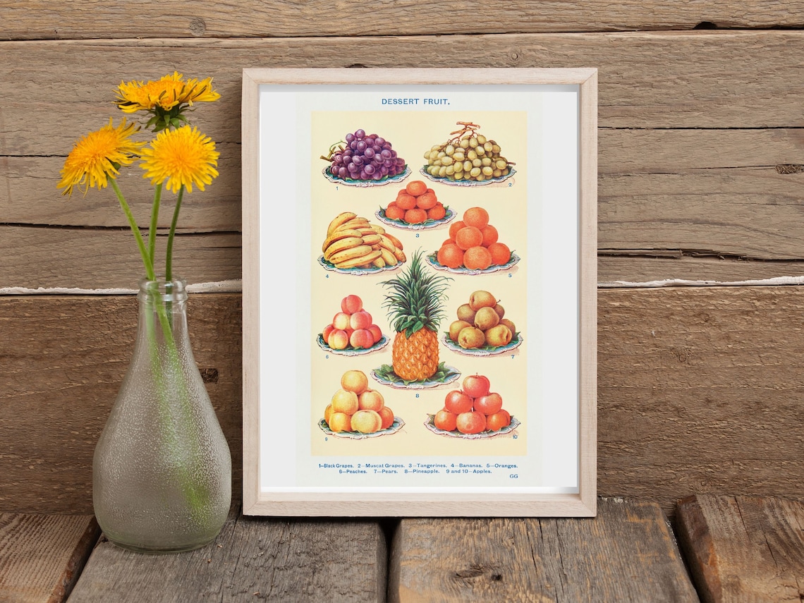 PRINTABLE: Dessert Fruit, A Vintage Print for Your Kitchen From Mrs ...