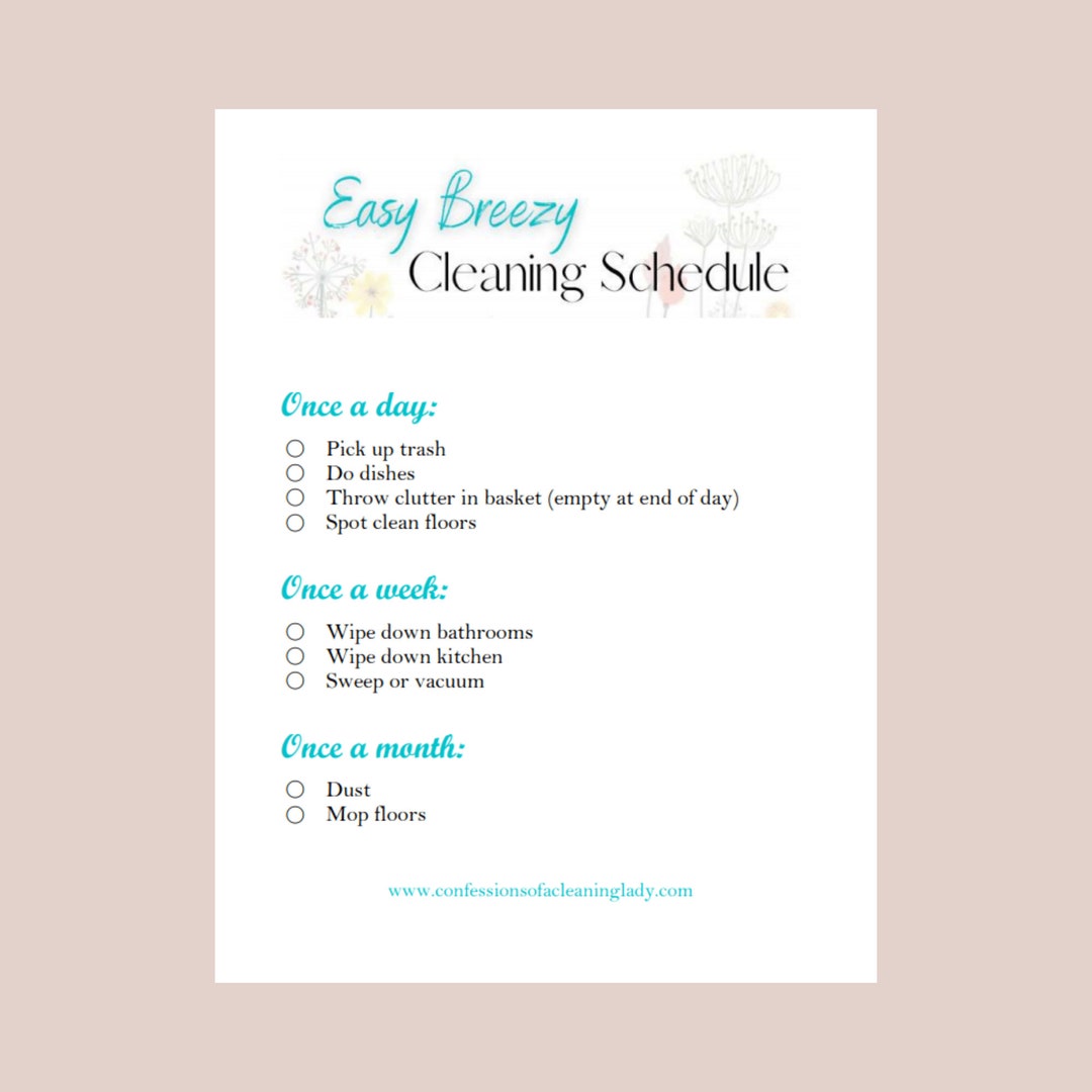 Easy Cleaning Schedule Planner, Simple Housekeeping Routine, Minimum ...