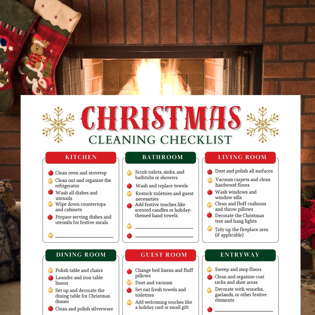 Christmas Cleaning Checklist: Holiday Home Preparation (PDF, JPEG) - Etsy
