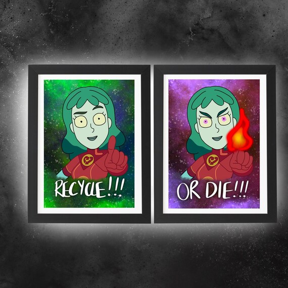 Recycle OR DIE Two Prints Rick and Morty - Etsy