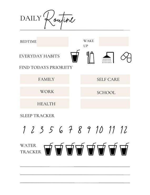 Daily Routine Template - Etsy