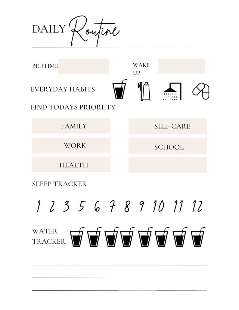 Daily Routine Template - Etsy