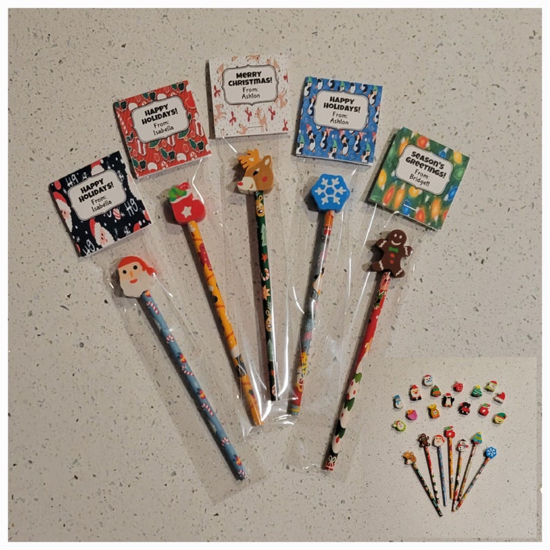 Christmas / Holiday Theme Pencils With Erasers - Etsy