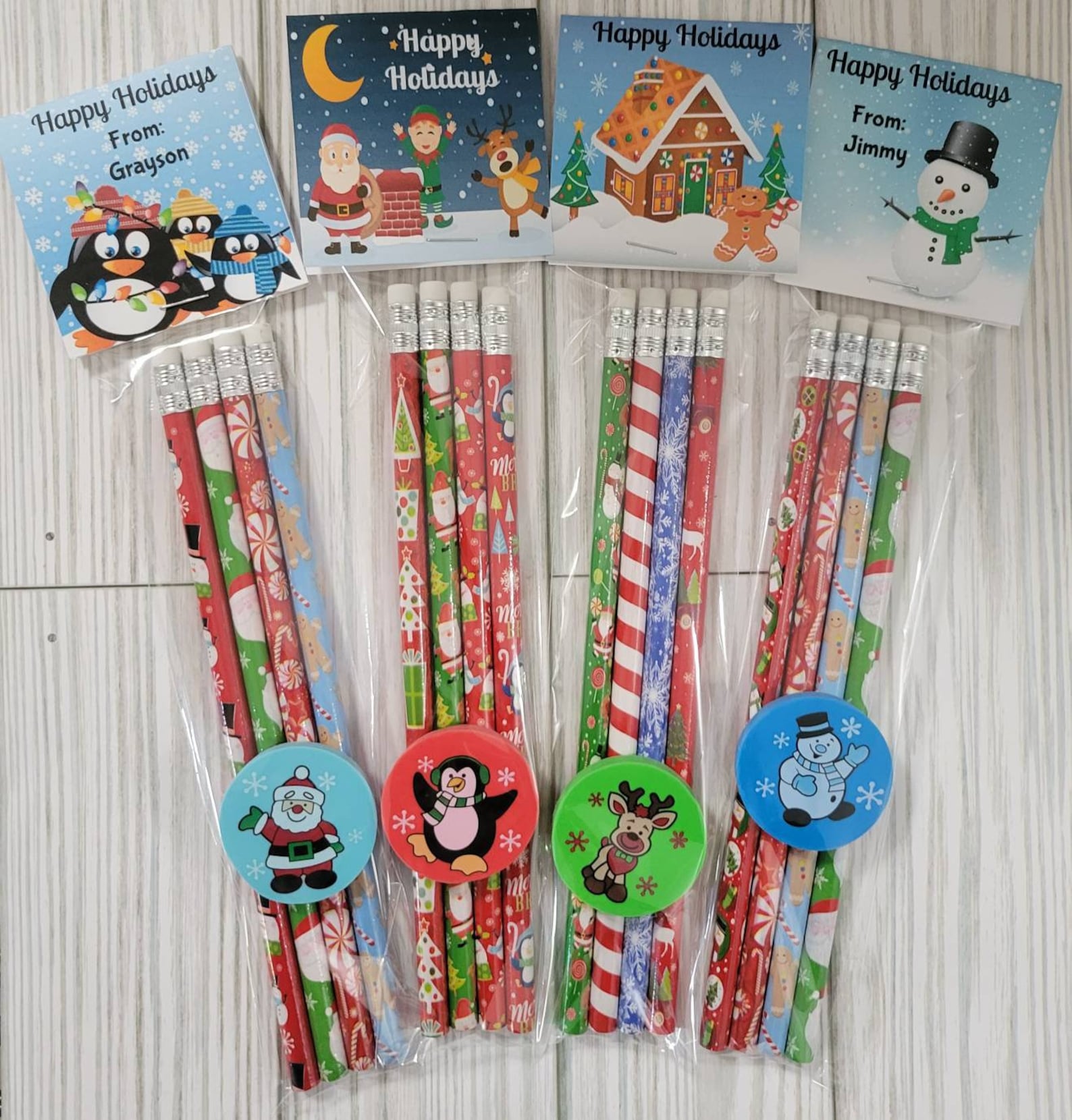 Kids Holiday or Christmas Pencil Party Favors Personalized - Etsy