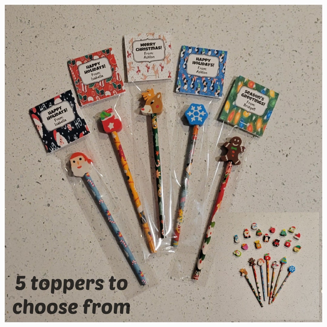 Christmas / Holiday Theme Pencils With Erasers - Etsy