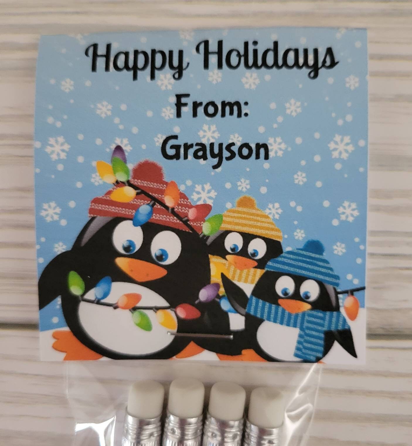 Kids Holiday or Christmas Pencil Party Favors, Personalized Holiday ...