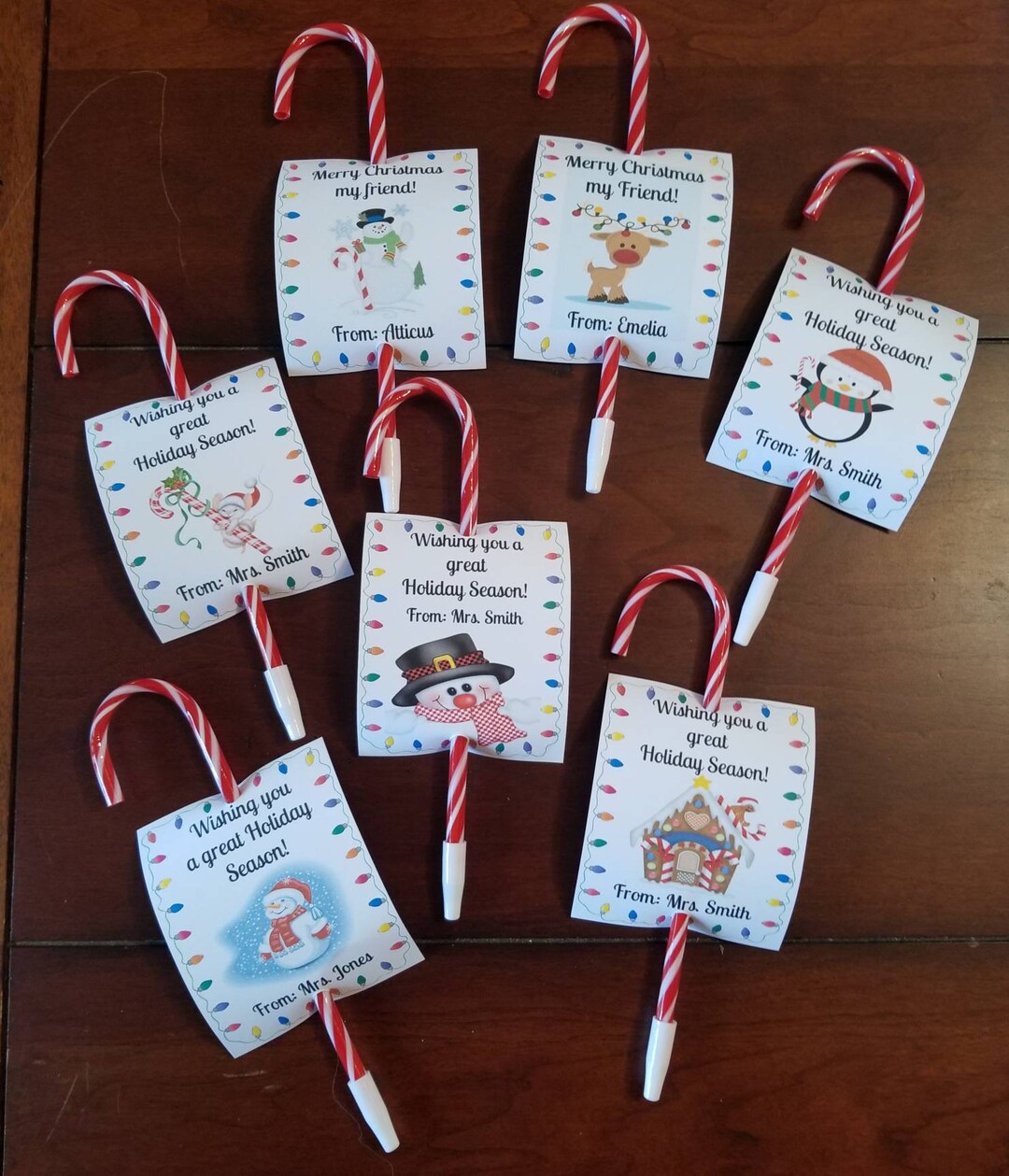 Candy Cane Pen With Tag, Kids Stocking Stuffer, Christmas Stocking ...