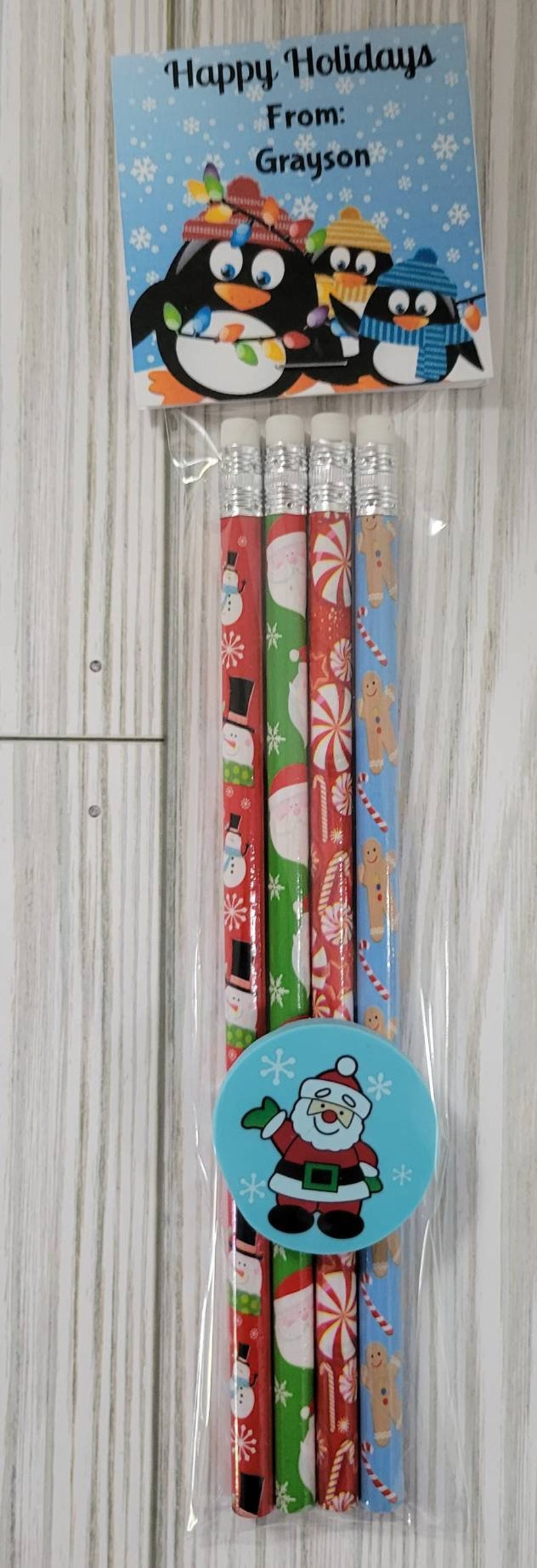 Kids Holiday or Christmas Pencil Party Favors Personalized - Etsy