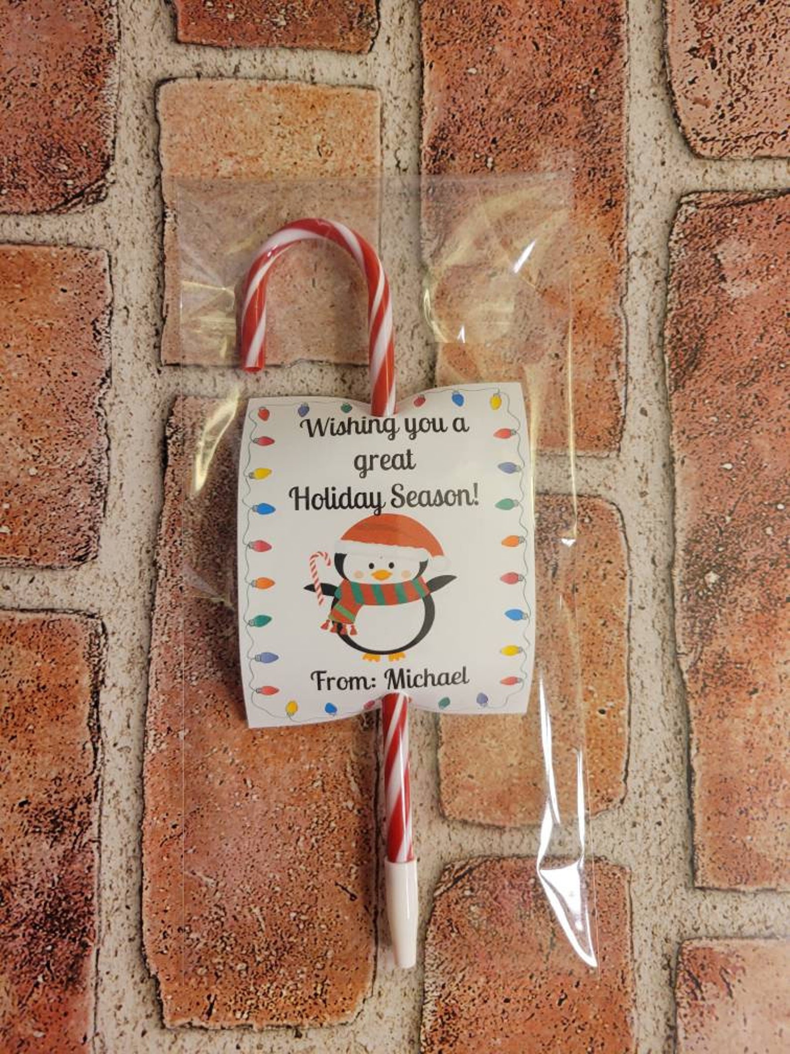 Candy Cane Pen With Tag Kids Stocking Stuffer Christmas - Etsy