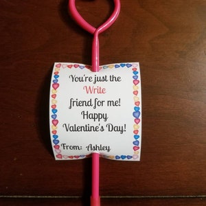 Valentine Heart Pen With Tag, Valentine Pens, Valentine Classroom Gifts ...