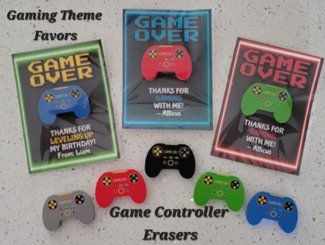 Gamer or Controller Party Favors, Game on Favors, Eraser Game ...