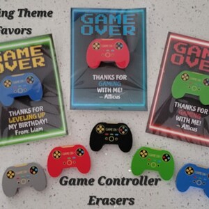 Gamer or Controller Party Favors, Game on Favors, Eraser Game ...