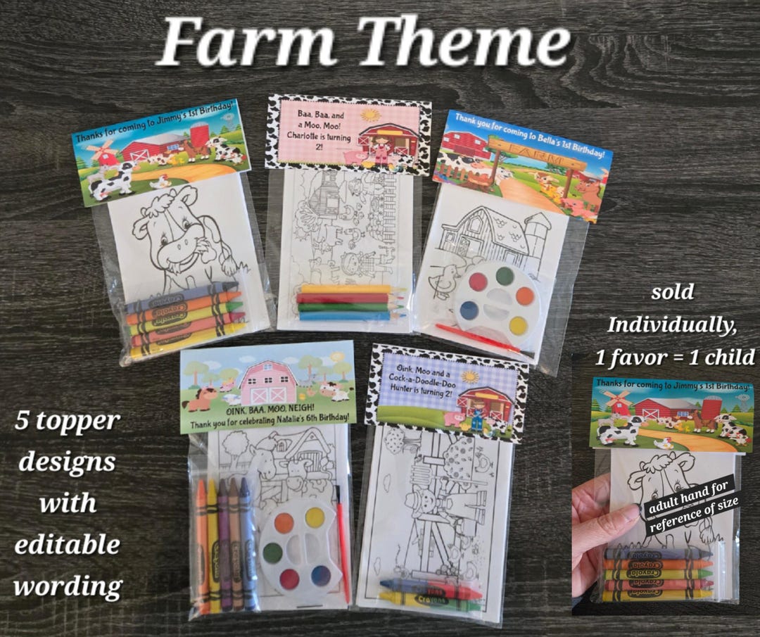 Farm Theme Party Favor Bags. 1 Bag (1 Child) Includes 8-4x6 Themed ...