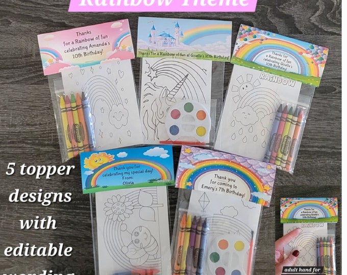 Rainbow Theme Party Favor Bags. 1 Bag (1 Child) Includes 8-4x6 Cards ...