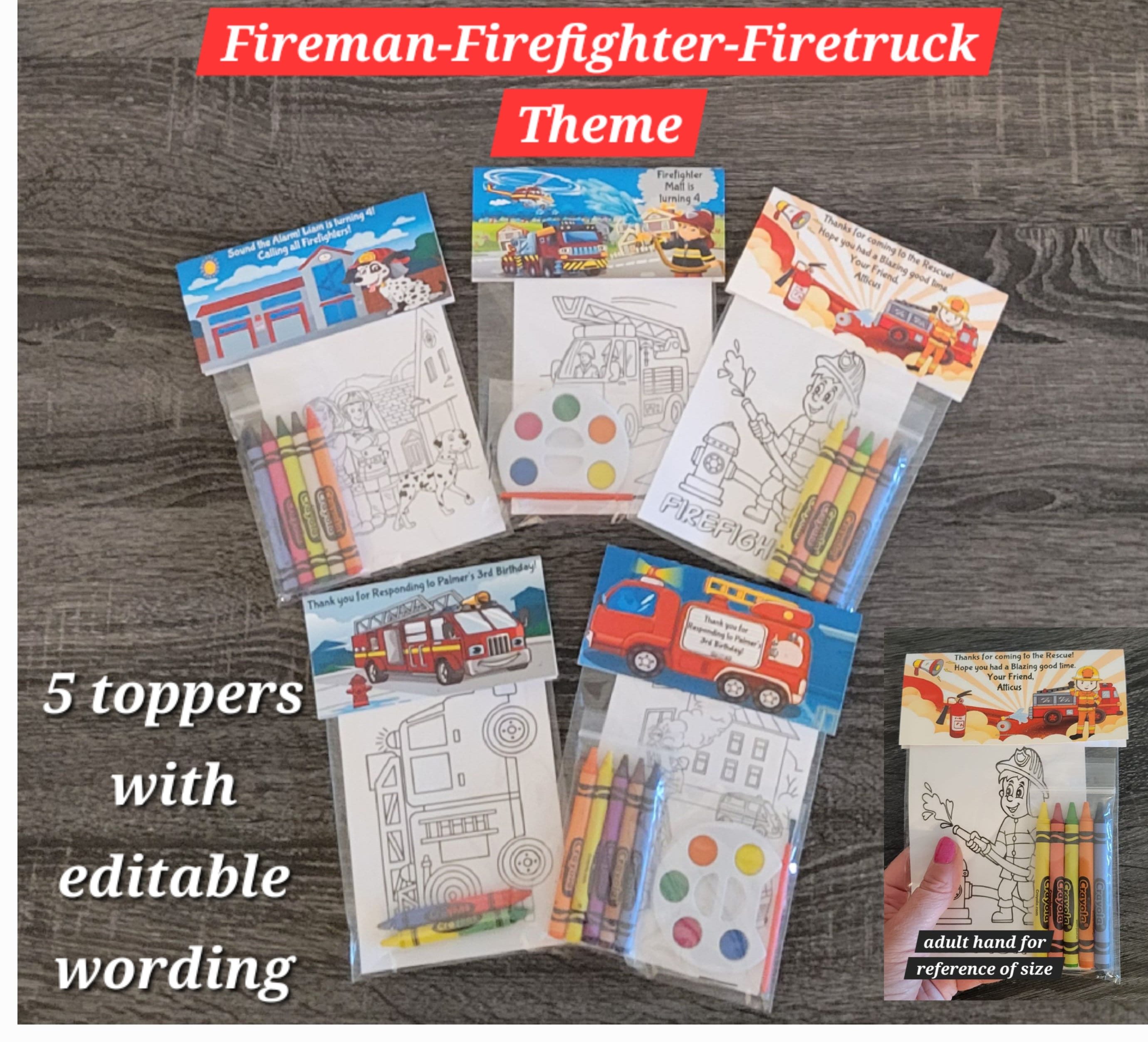 Firetruck or Fireman Theme Party Favor Bags. 1 Bag (1 Child) Includes 8 ...