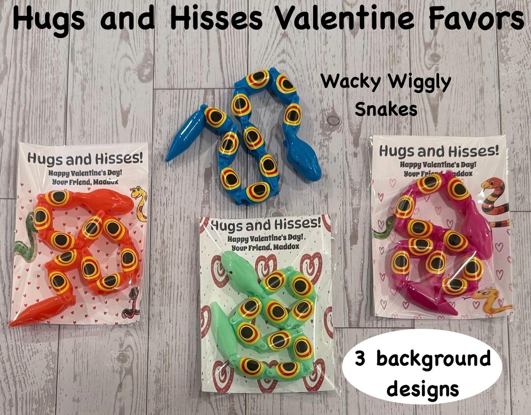 Hugs and Hisses Valentine Favors, Kids Valentine Favors, Wacky Wiggly ...