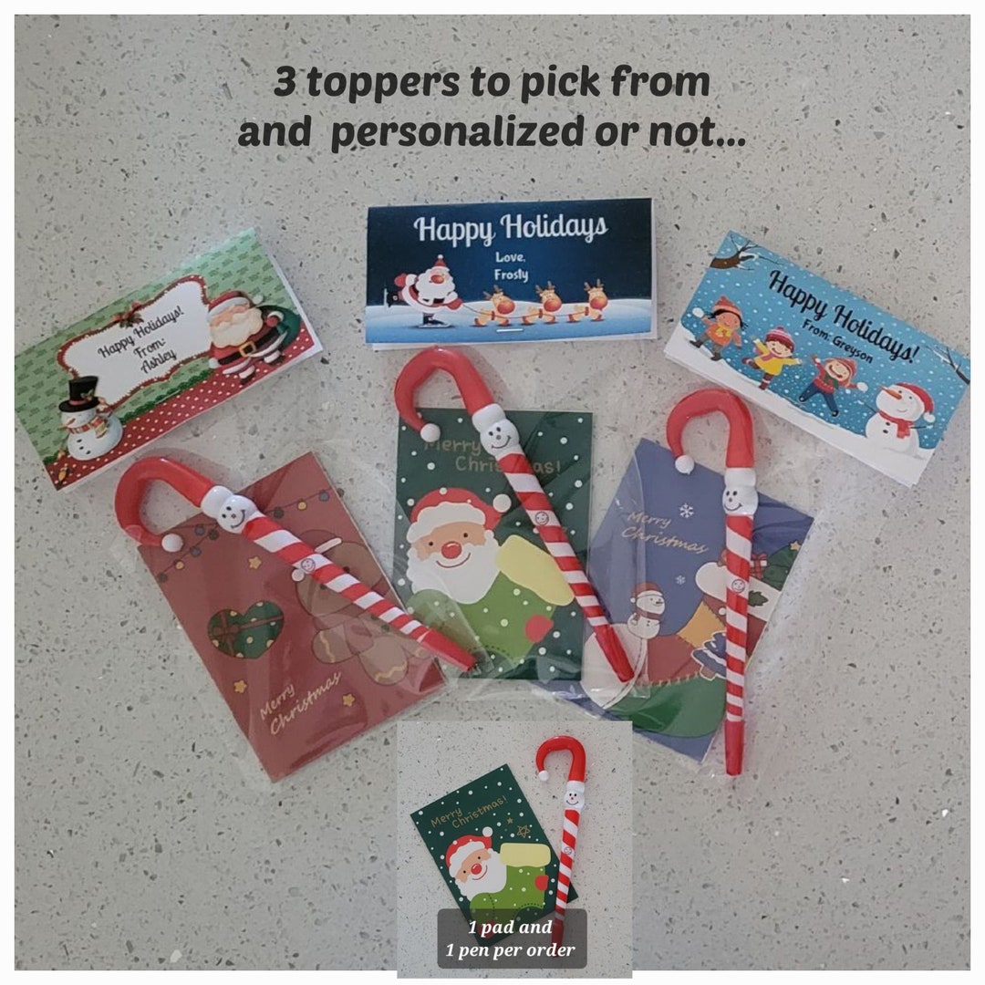 Candy Cane Pen and Mini Pad Bags, Kids Stocking Stuffer, Christmas ...