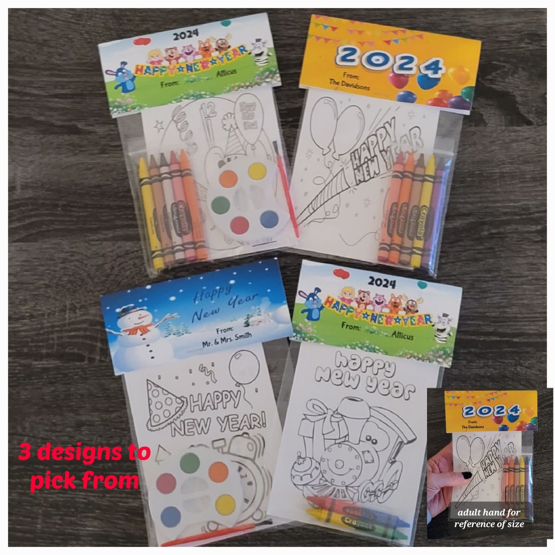Happy New Year Theme Coloring or Painting Stocking Favors, (1 Bag, 9 ...