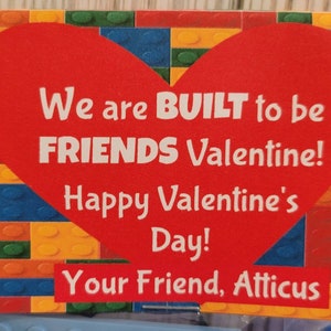 Building Blocks Valentine Favors, Kids Valentine Favors, Valentine ...