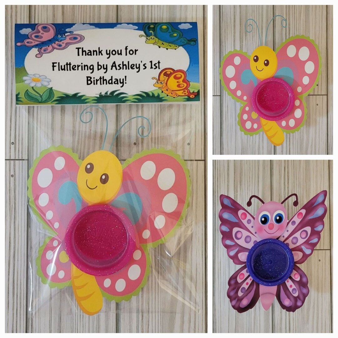 Butterfly Theme Play-doh Birthday Favors With Personalized Topper, Kids ...