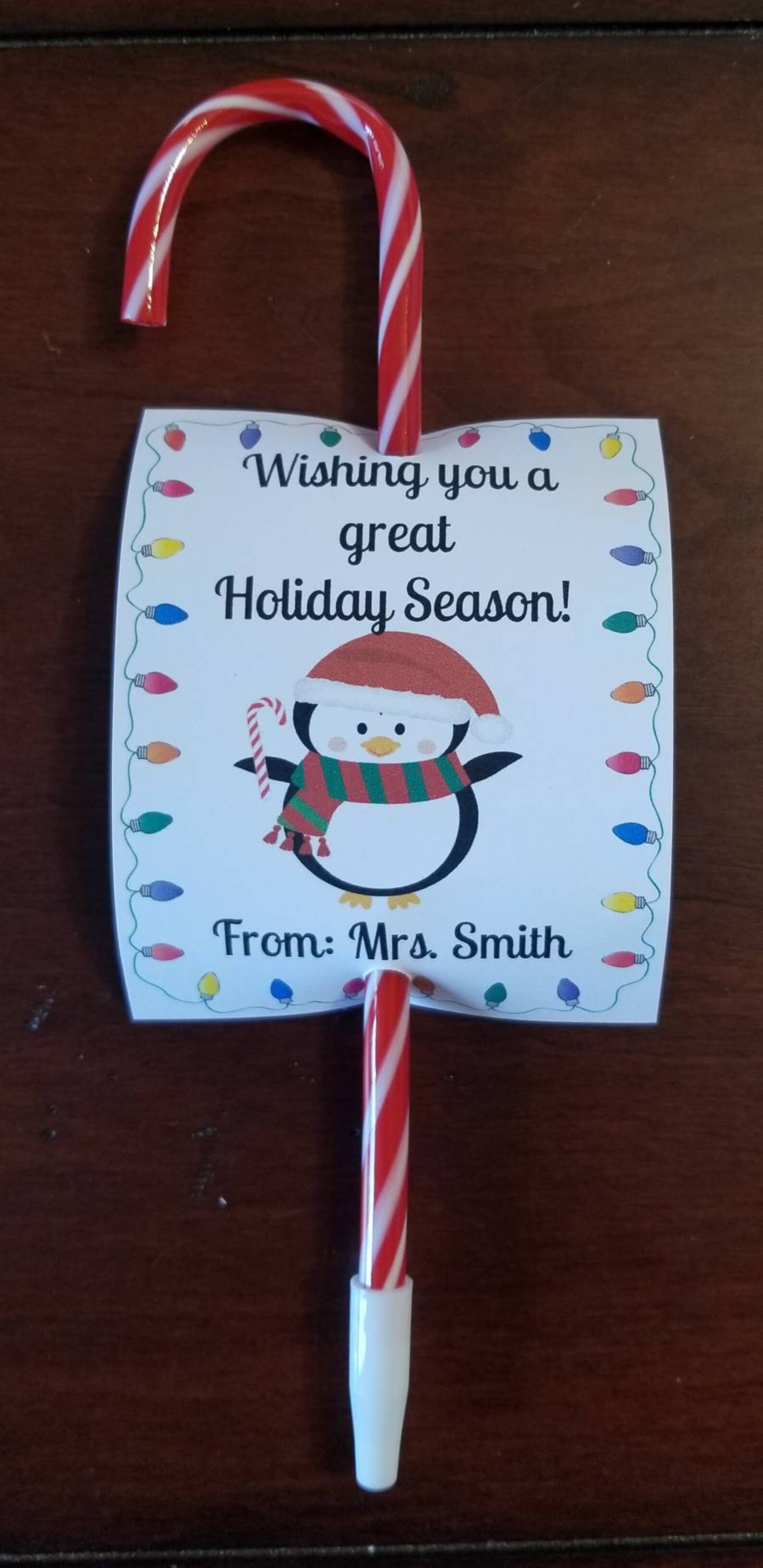 Candy Cane Pen With Tag Kids Stocking Stuffer Christmas - Etsy