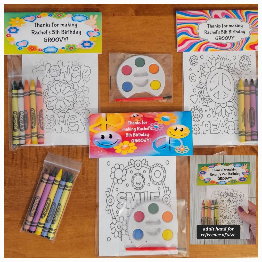 Groovy or Hippe Theme Party Favor Bags. 1 Bag 1 Child Includes 8-4x6 ...