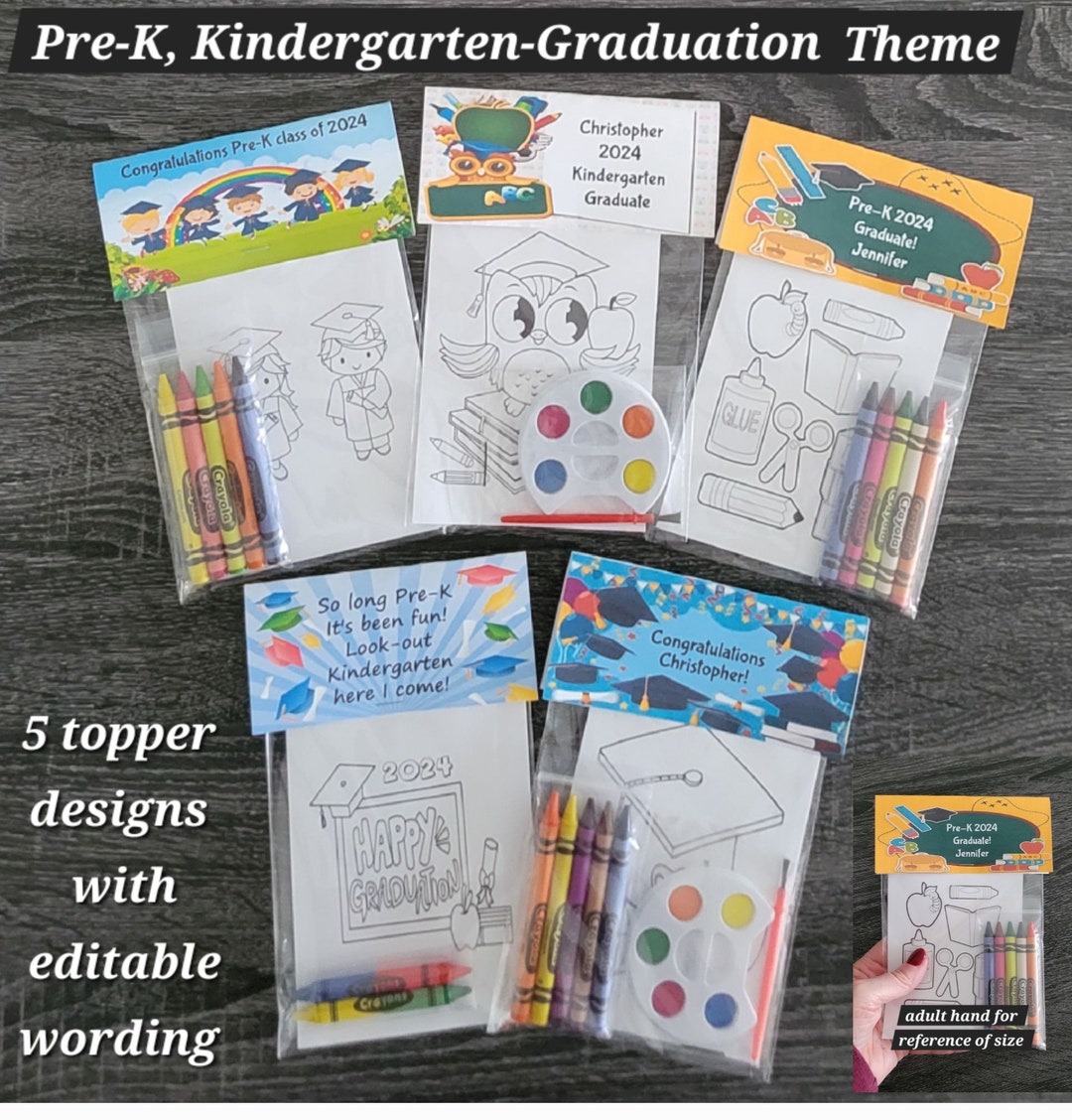 Kindergarten-pre-k, Graduation Theme Favors. 1 Bag (1 Child) Includes 8 ...