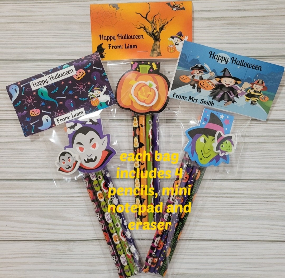 Kids Halloween Pencil Party Favors, Personalized Halloween Party Favors ...