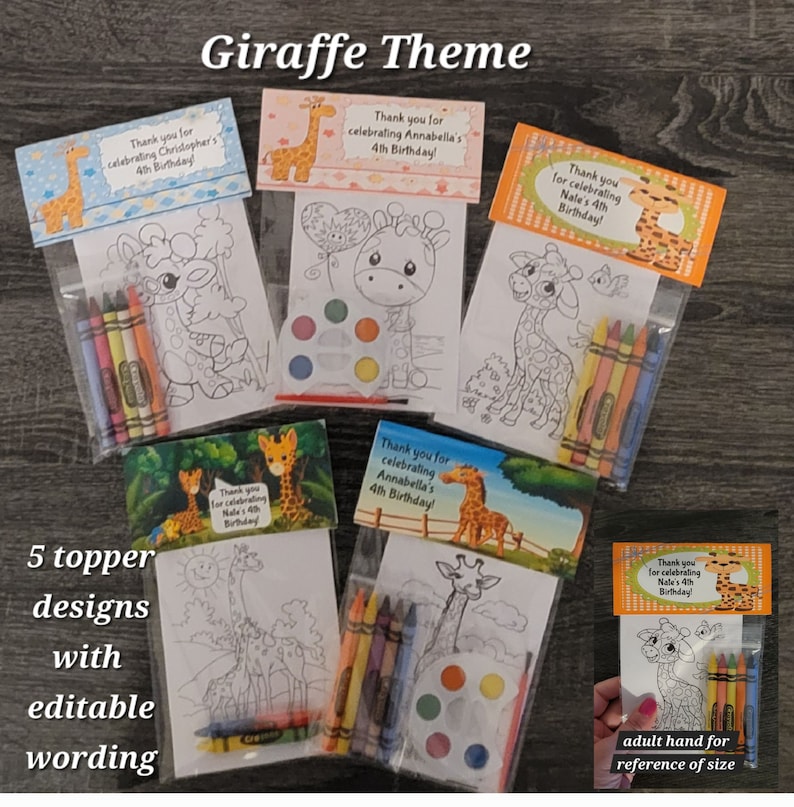 Giraffe Theme Favors Crayons or Painting Favor Bags. 1 Bag (1 Child ...
