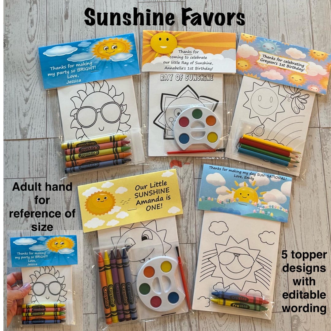 Sunshine-our Little Sunshine Party Favors. 1 Bag (1 Child) Includes 8 ...