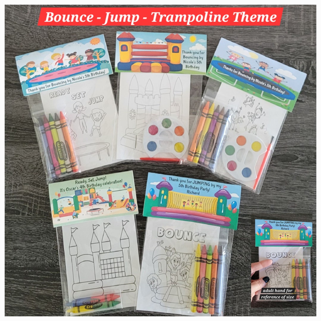 Bounce, Jump, Trampoline Theme Favors Crayons or Painting Bags. 1 Bag ...