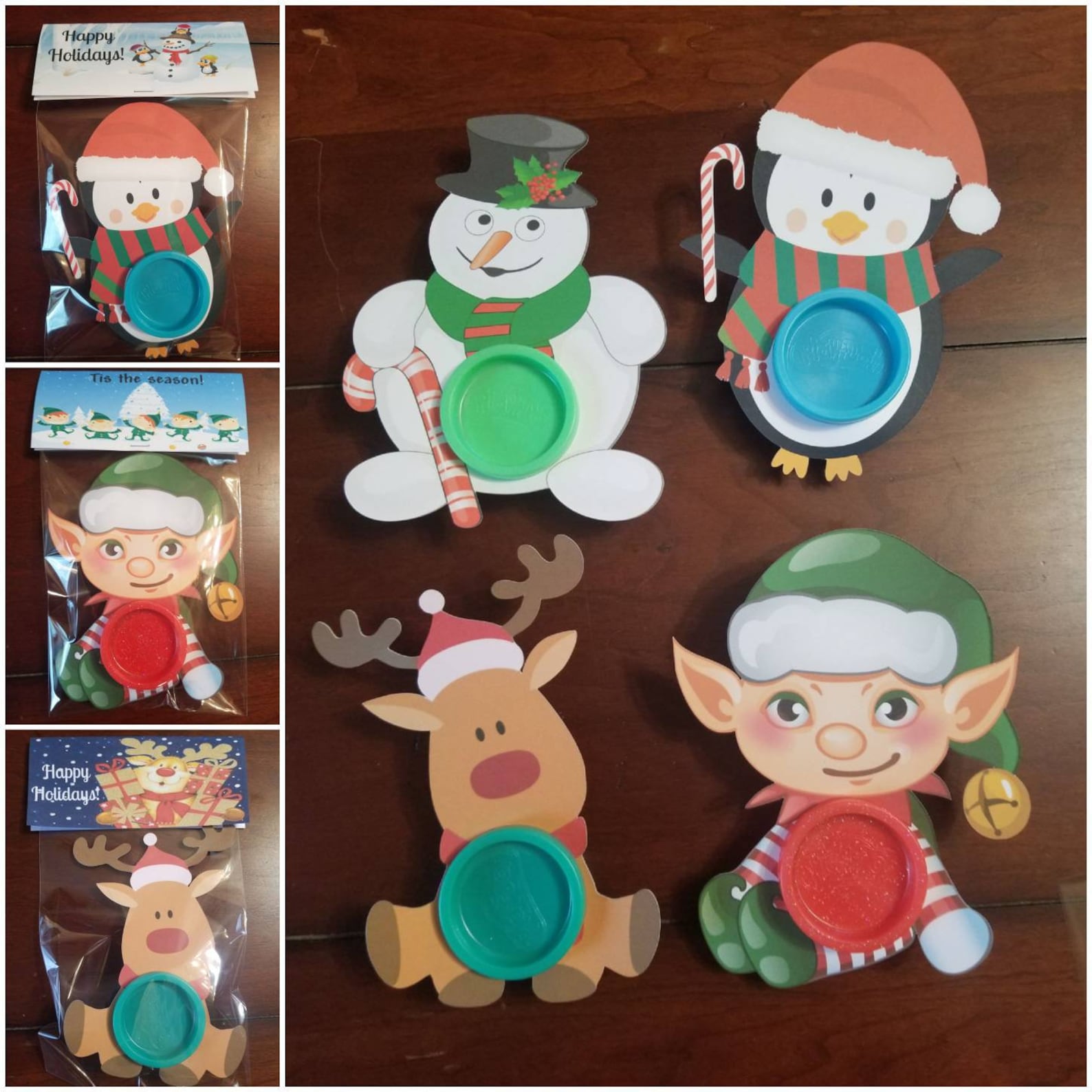Play-doh Christmas Card Holders Kids Stocking Stuffer - Etsy