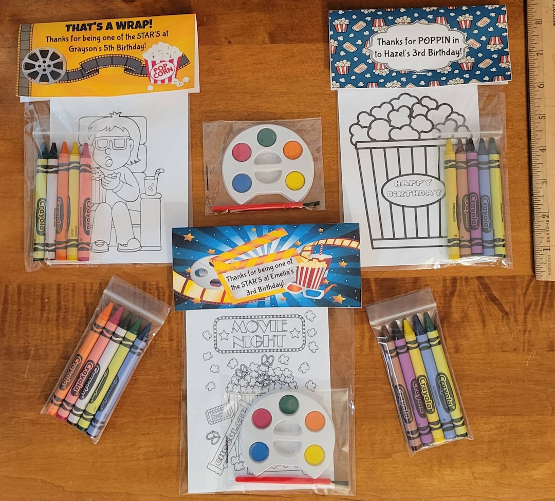 Movie Night Theme Party Favor Bags. 1 Bag 1 Child Includes 8-4x6 Cards ...